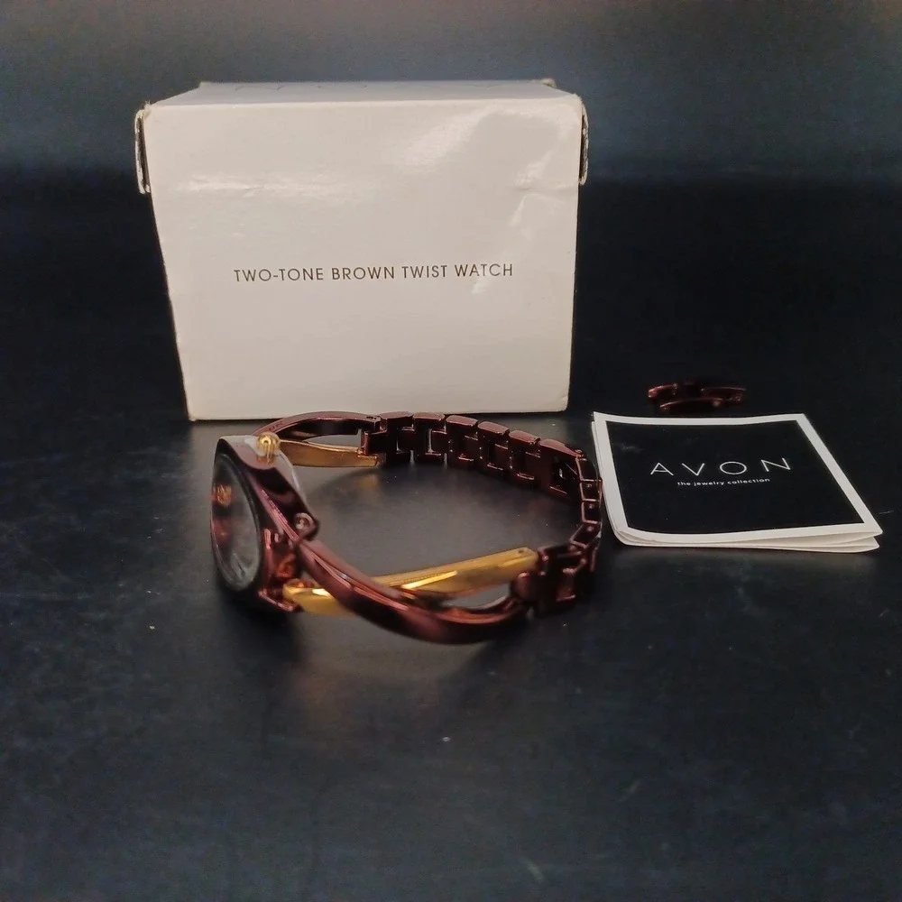 Avon | Accessories | Avon Watch Womans Quartz Twotone Brown Bronze ...